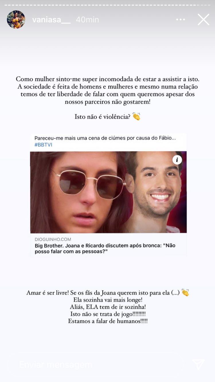 Big Brother. Vânia Sá comenta discussão de Joana e Ricardo: "Isto não é ...