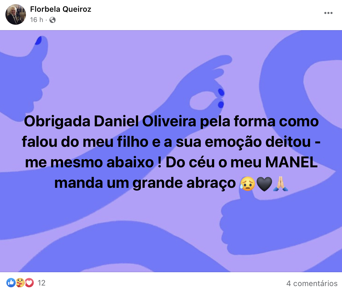 Daniel Oliveira recorda filho de Florbela Queiroz. Atriz já reagiu!