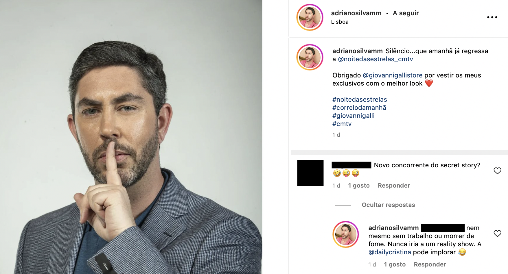 Entrar num reality show? “Nunca, nem a morrer de fome”, atira Adriano Silva Martins