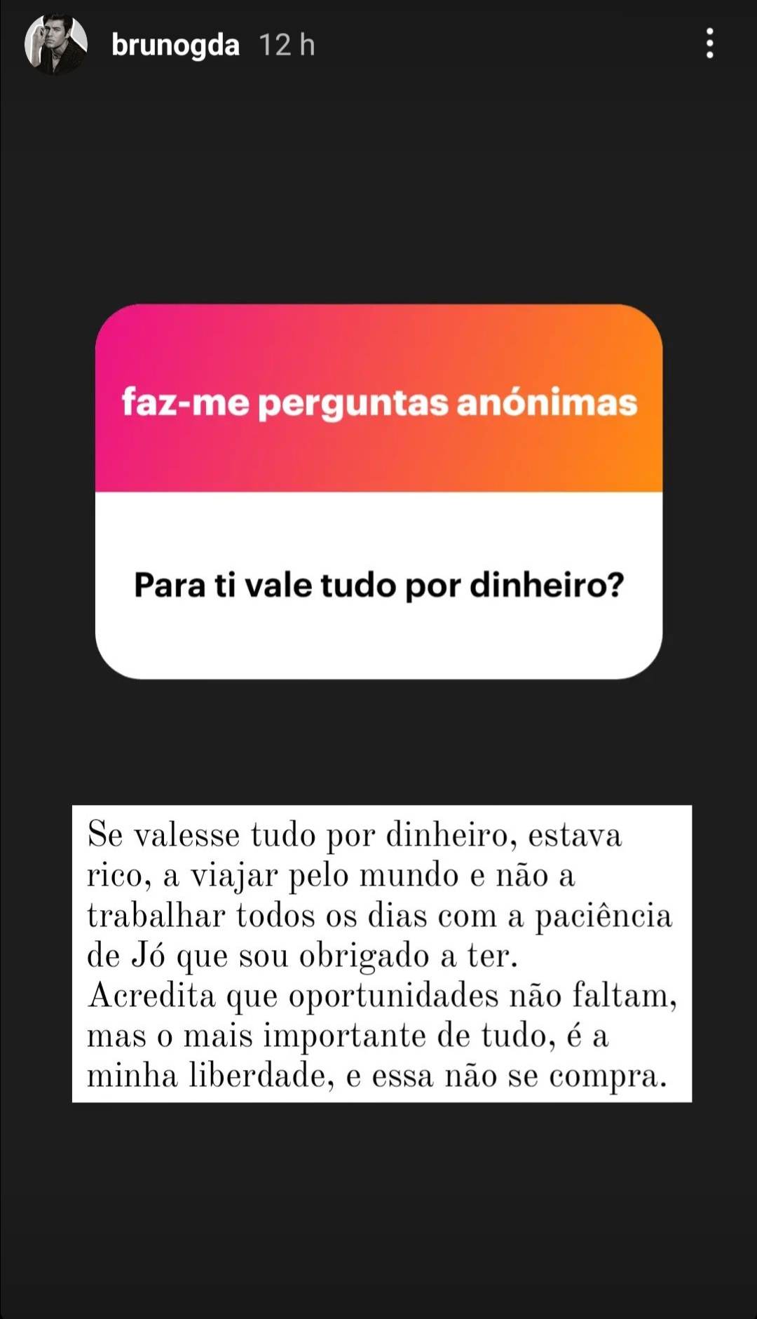 Vale tudo por dinheiro? A resposta de Bruno Almeida do Big Brother