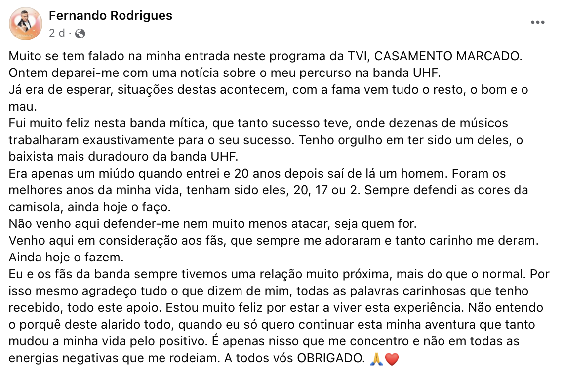 Fernando Rodrigues reage após duras críticas de António Manuel Ribeiro ...
