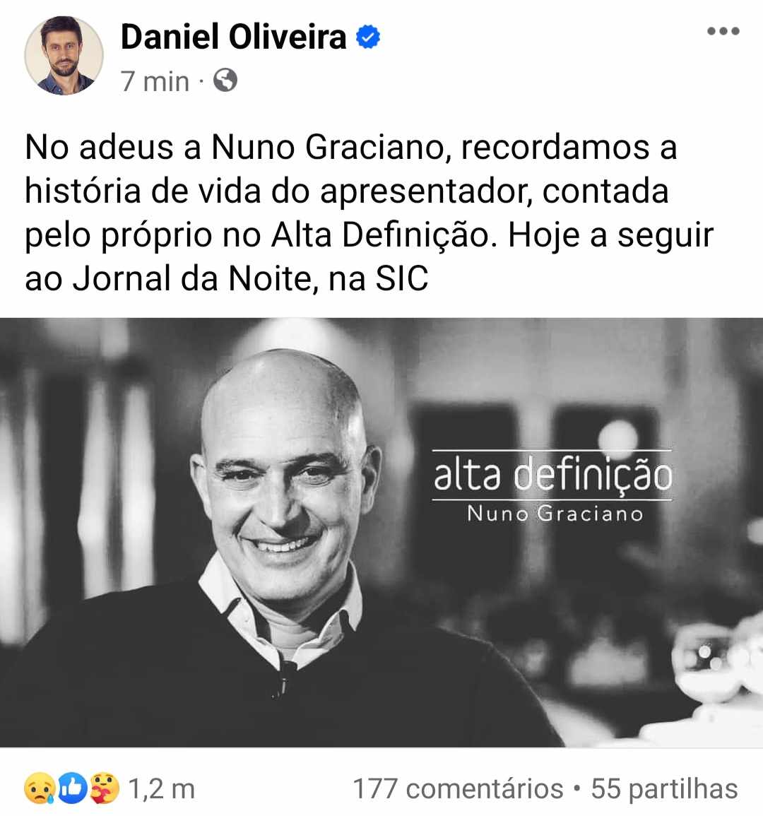 Daniel Oliveira anuncia homenagem a Nuno Graciano (1968-2023). Para ver ...