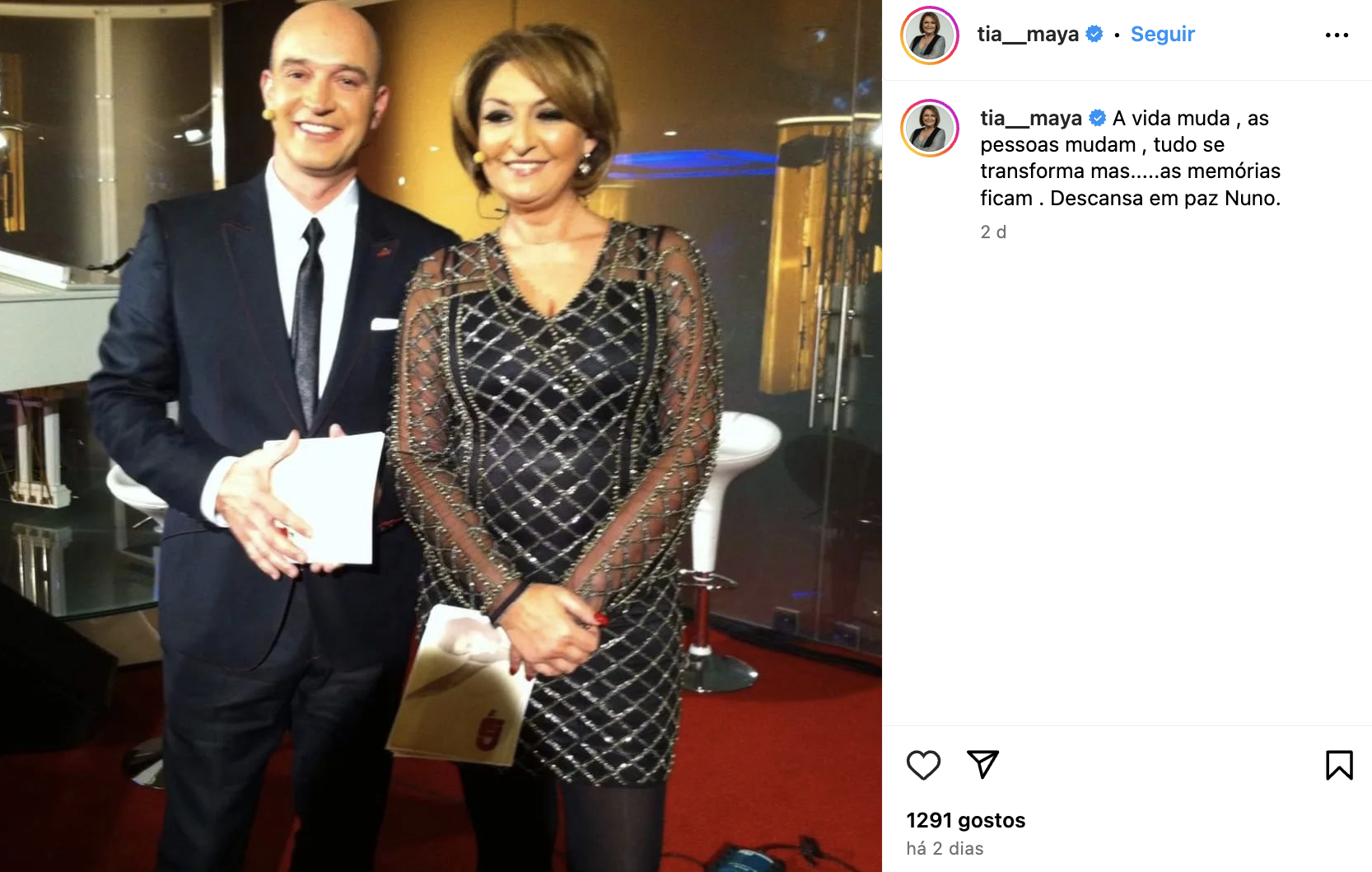 Maya homenageia Nuno Graciano e é confrontada: “Conte lá por que ...