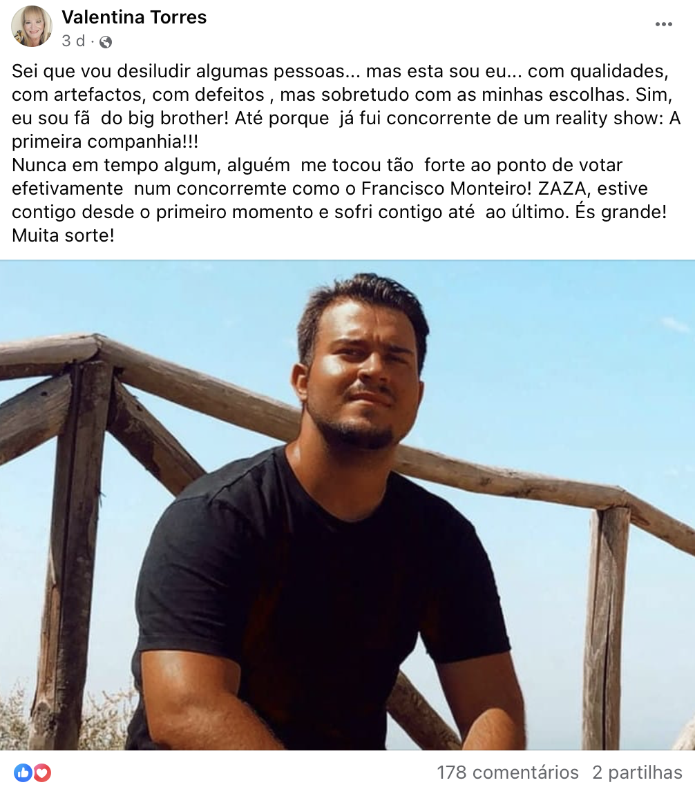 Valentina Torres declara apoio a Francisco Monteiro: “Estive contigo ...