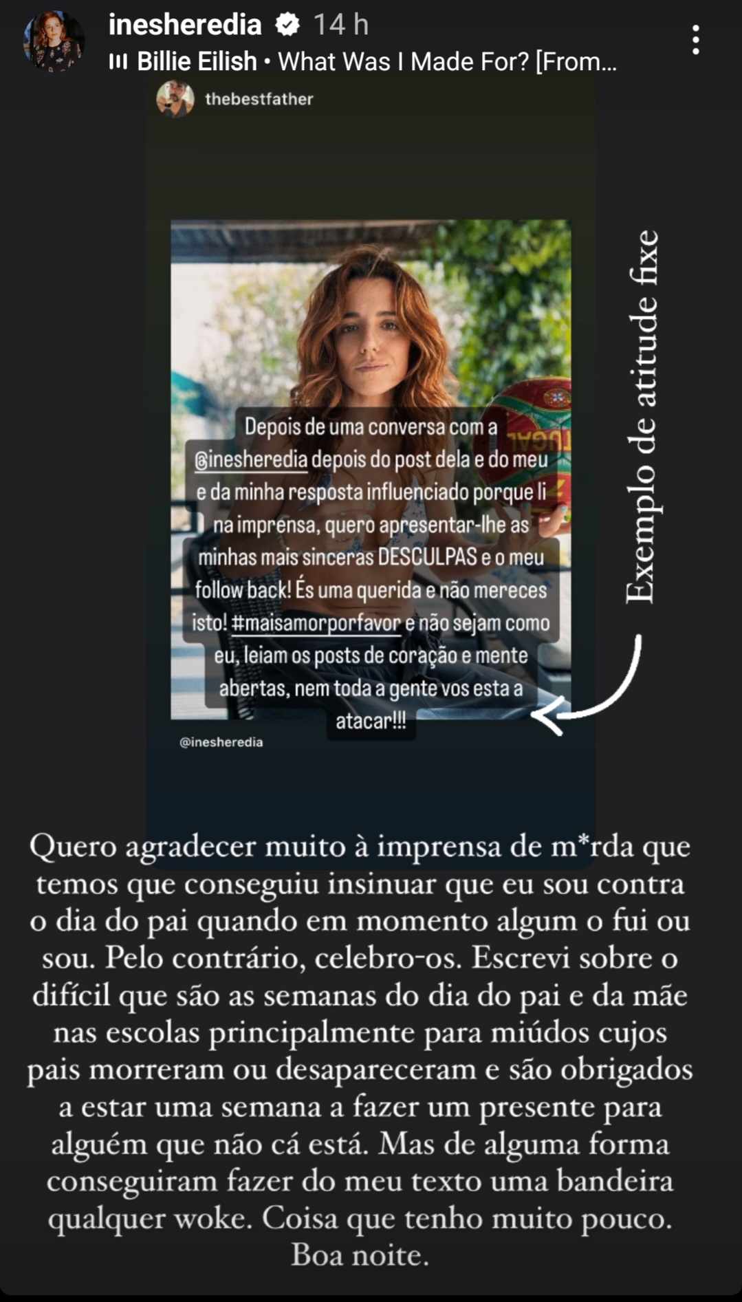 Inês Herédia faz esclarecimento e revolta-se: “imprensa de m*rda”