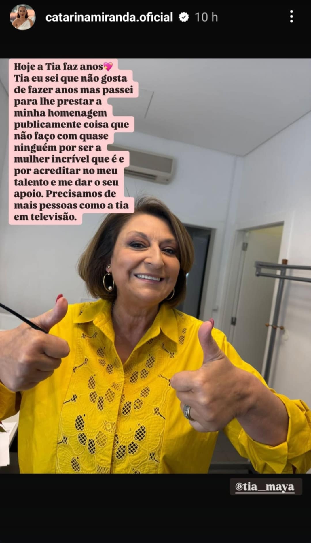 Catarina Miranda homenageia Tia Maya em dia especial