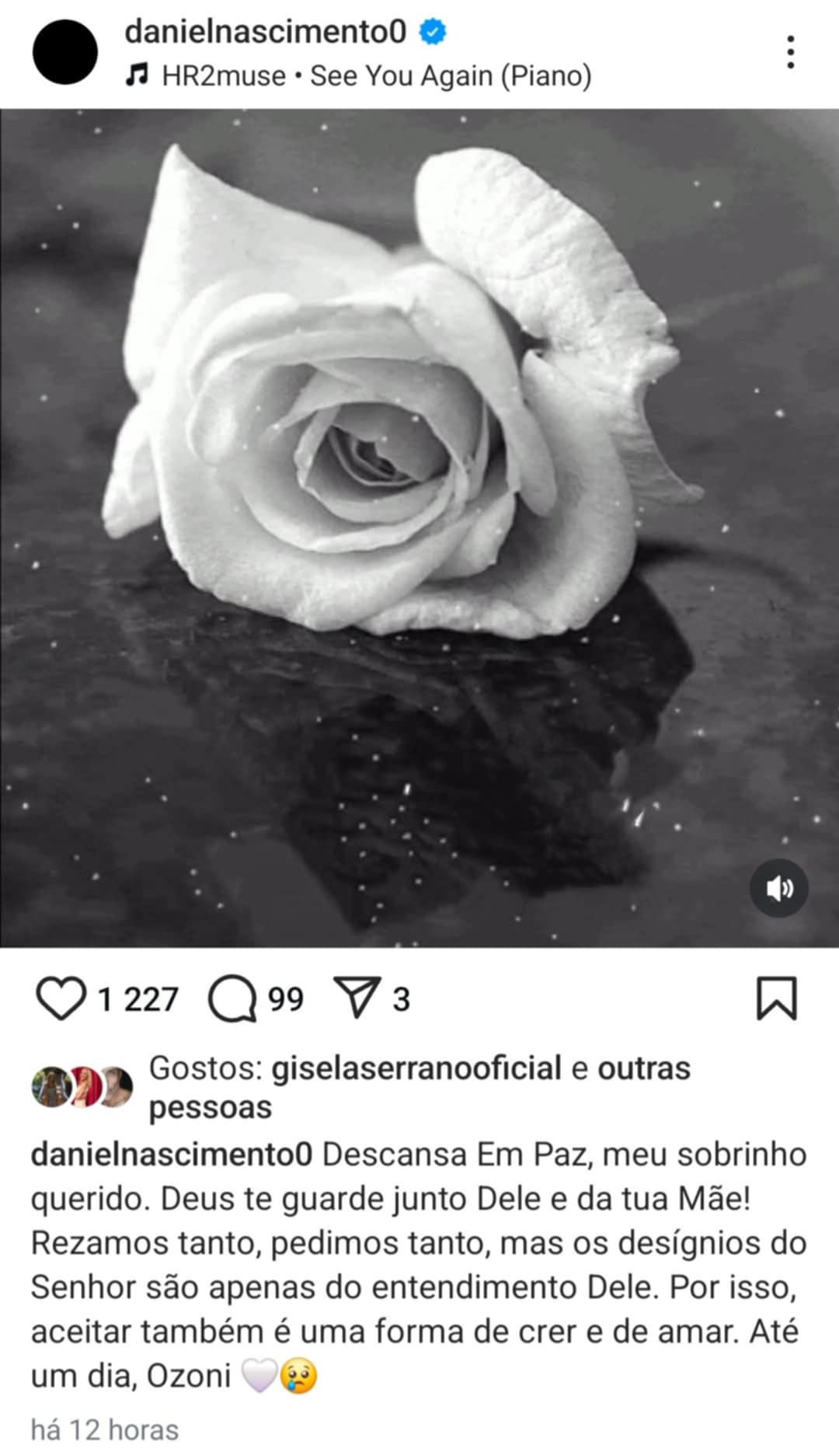 Dor e luto! Daniel Nascimento chora a morte do sobrinho