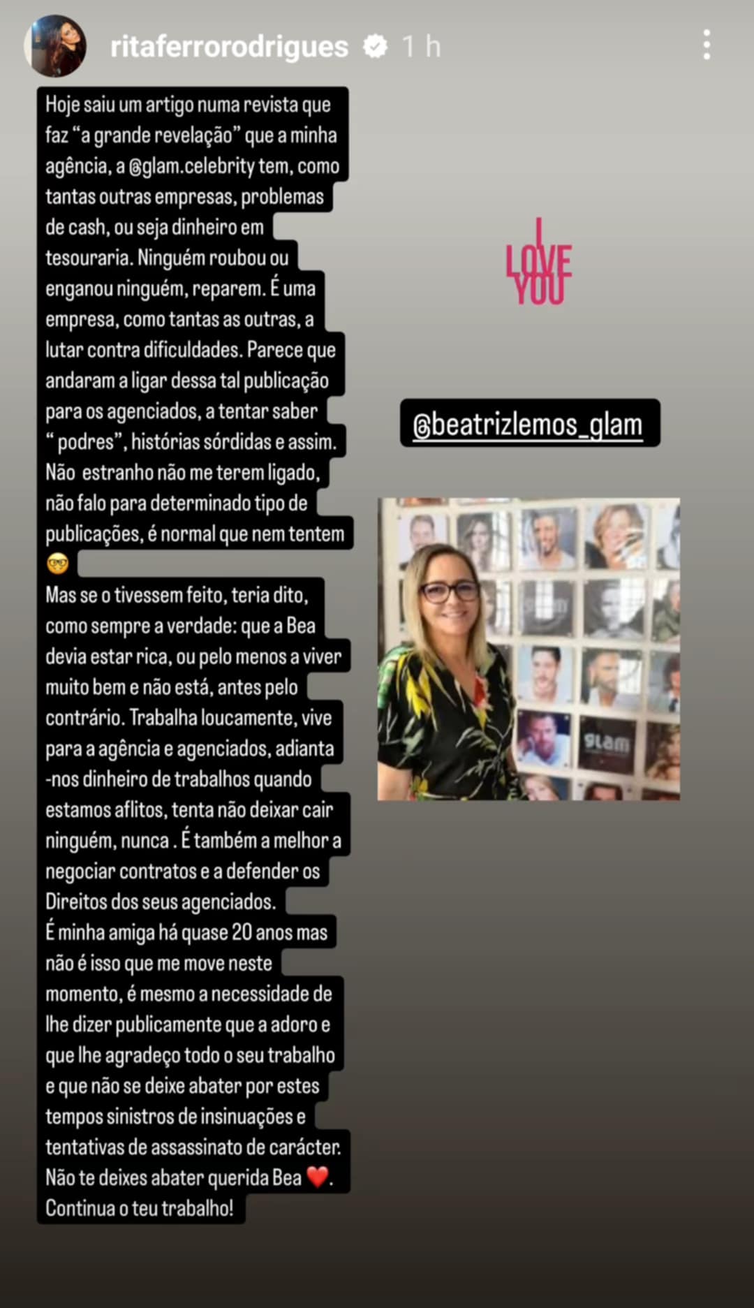 Escândalo na Glam! Rita Ferro Rodrigues sai em defesa da fundadora e diretora da agência de famosos