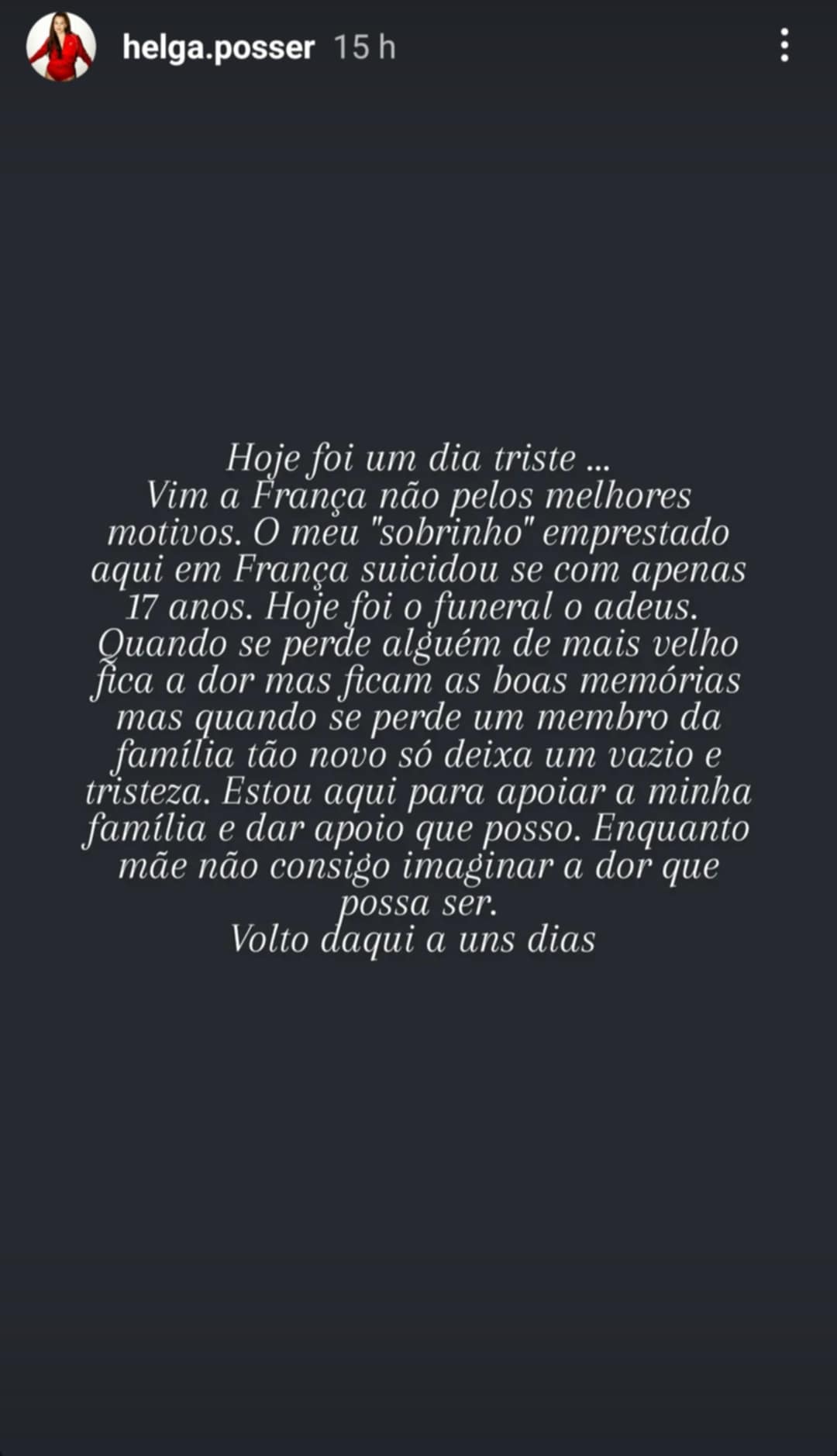 Helga Posser (Just Girls) de luto: "quando se perde alguém tão novo, só ...