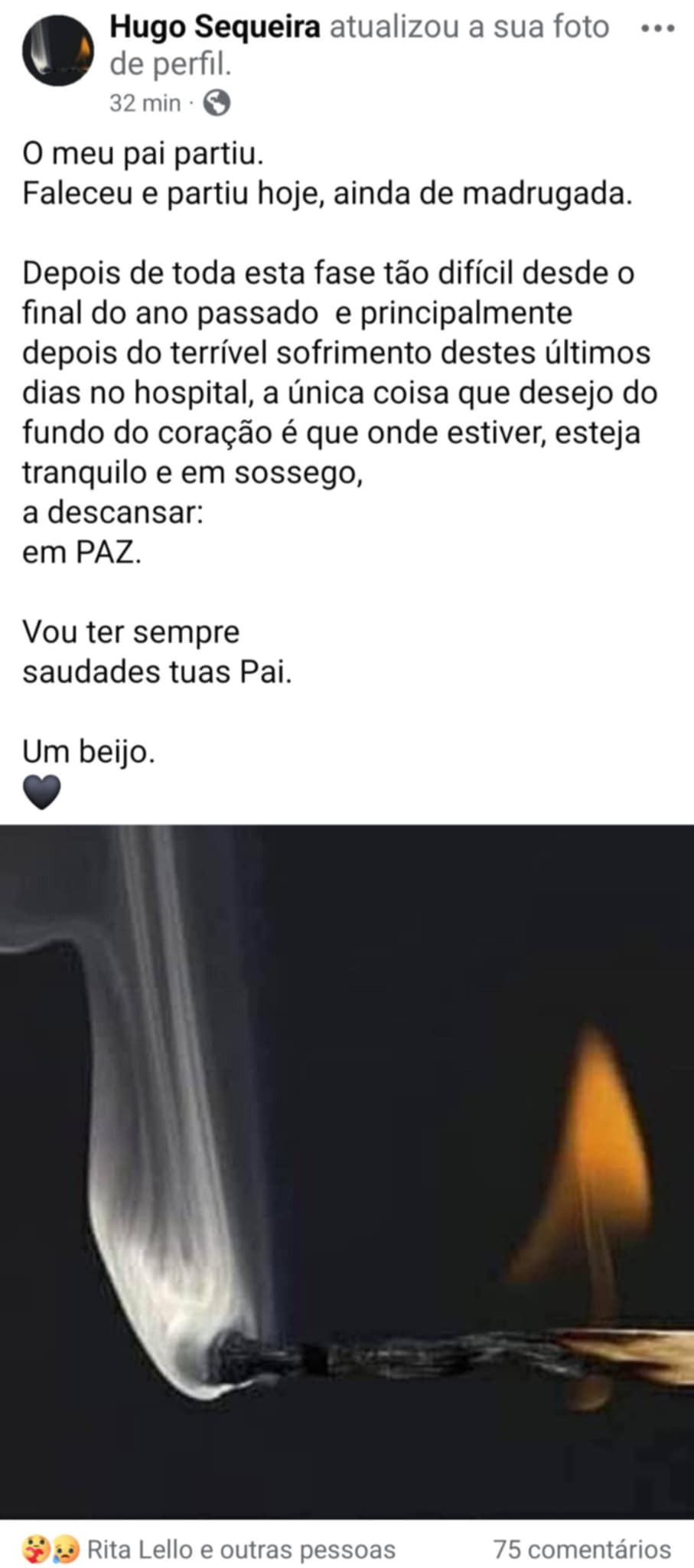 Hugo Sequeira chora a morte do pai
