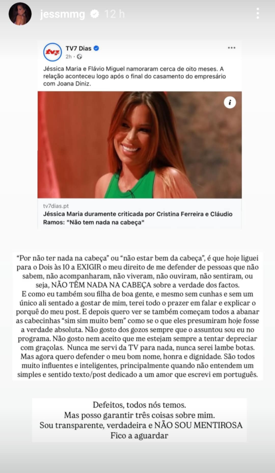 Jéssica Maria descontente com Cristina Ferreira e Cláudio Ramos